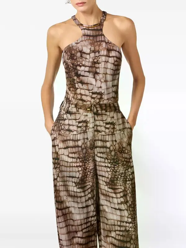 Elisabetta Franchi Alligator Print Racerback Jumpsuit