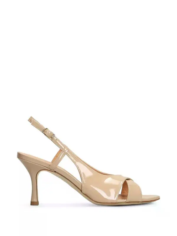 THE SELLER Patent-finish Crossover-strap Sandals