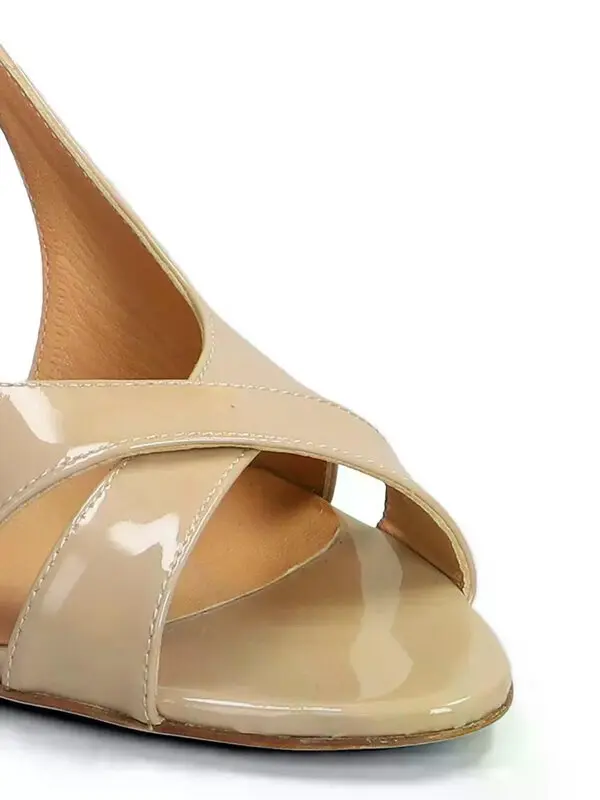 THE SELLER Patent-finish Crossover-strap Sandals