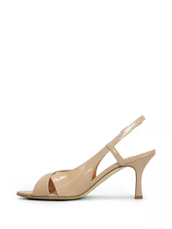 THE SELLER Patent-finish Crossover-strap Sandals