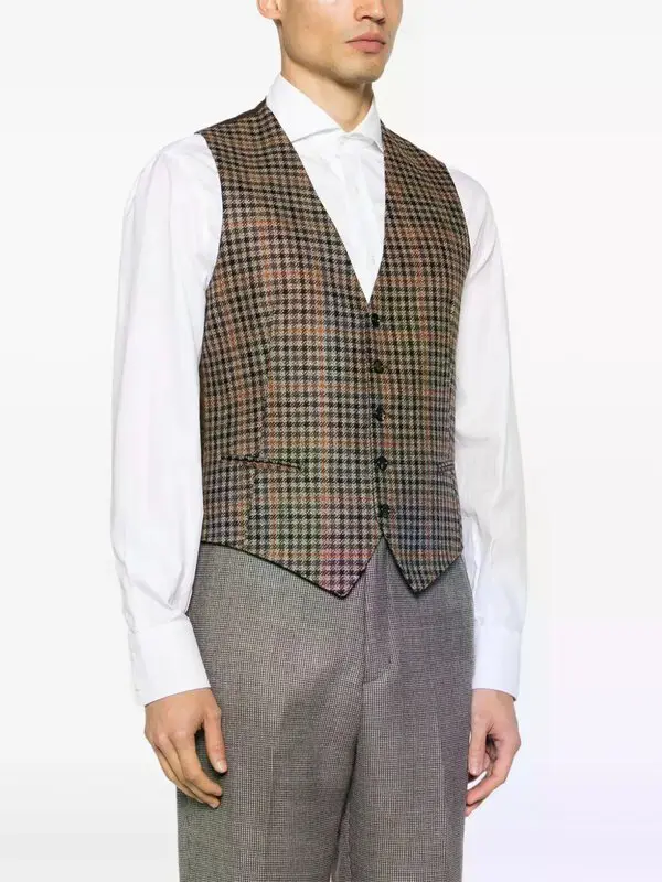 Tagliatore Shepherd's-check Virgin-wool Waistcoat