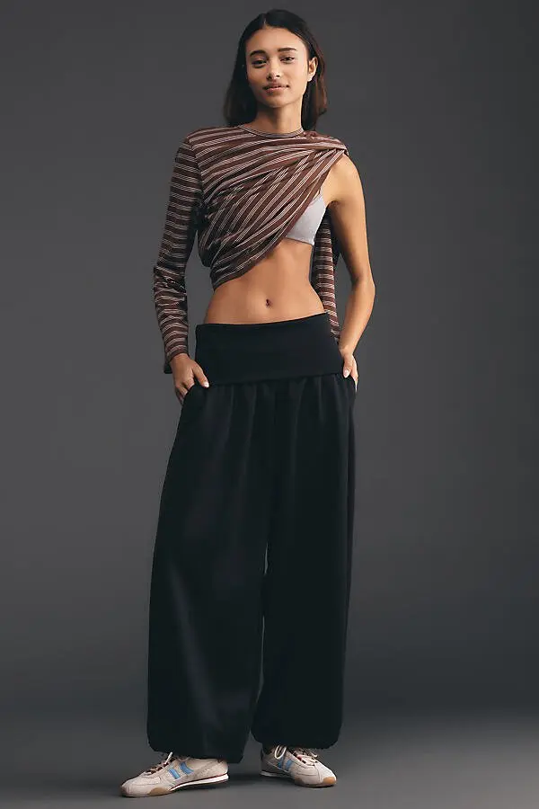 DAILY PRACTICE BY ANTHROPOLOGIE Foldover Balloon Pants - Black Onyx