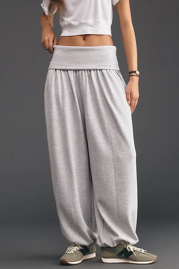 Daily Practice Foldover Balloon Pants In Willow Fabric - Heather Grey
