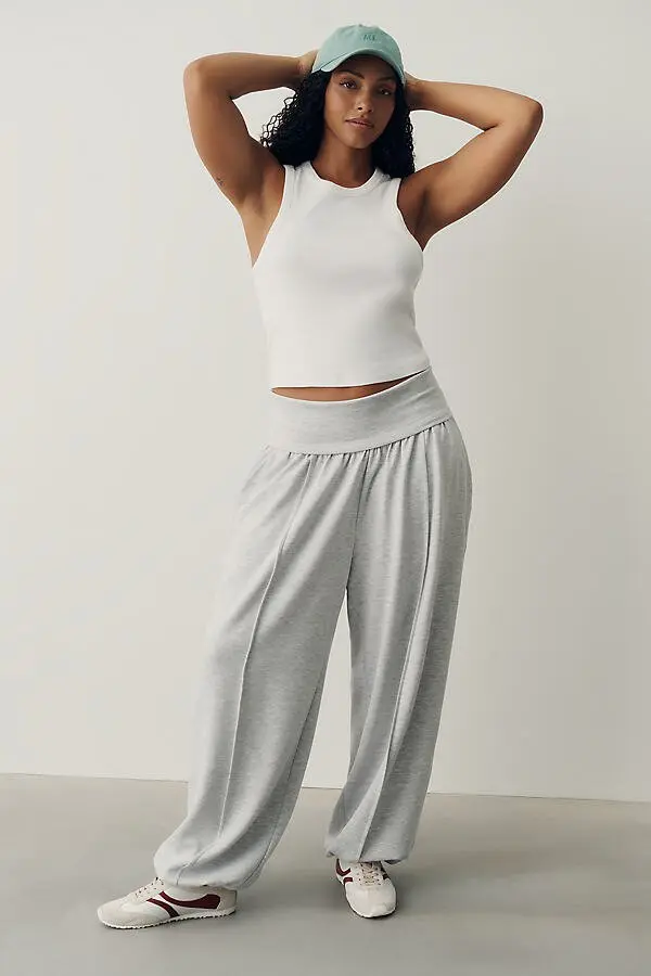 Daily Practice Foldover Balloon Pants In Willow Fabric - Heather Grey