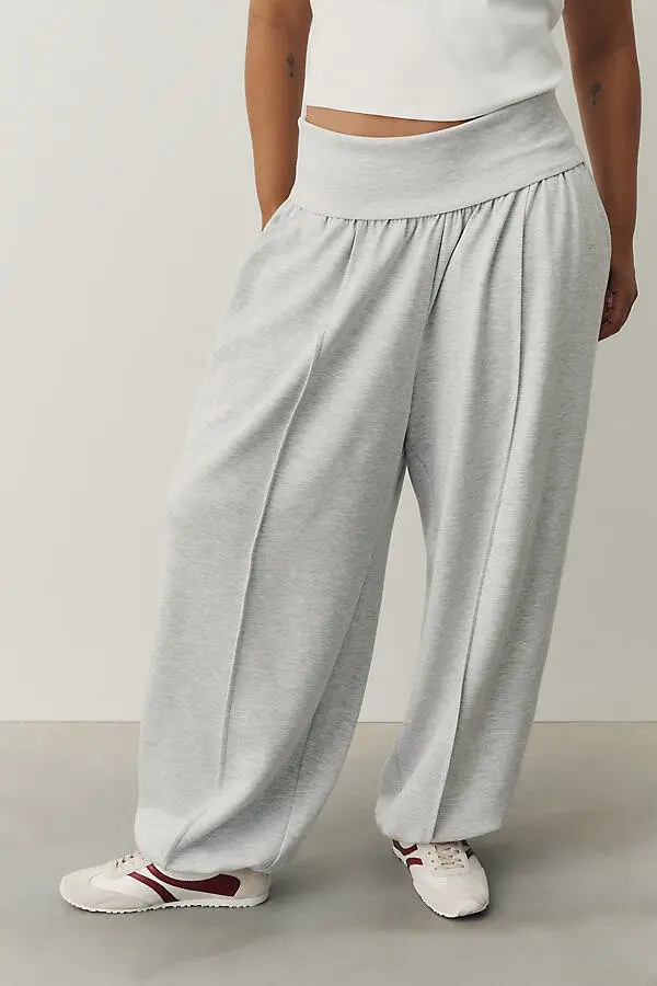 Daily Practice Foldover Balloon Pants In Willow Fabric - Heather Grey
