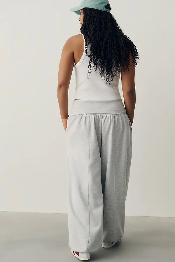Daily Practice Foldover Balloon Pants In Willow Fabric - Heather Grey