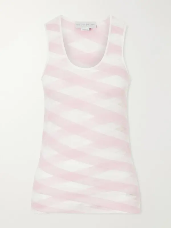 Stella McCartney Striped Mesh-paneled Tank Top - Pink