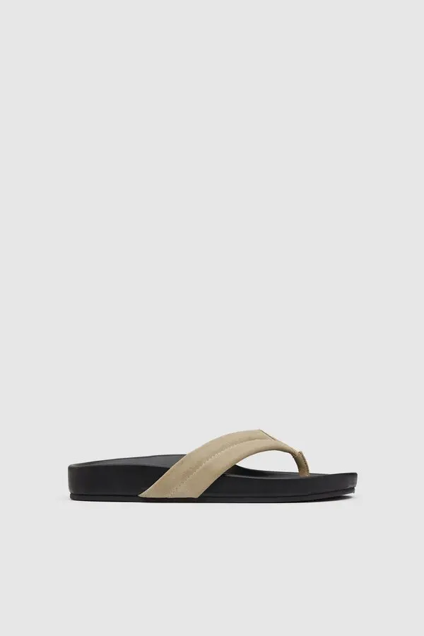 ST. AGNI Suede Stitch Detail Thong Slide