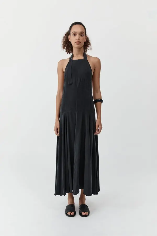 ST. AGNI Apron Maxi Dress - Black