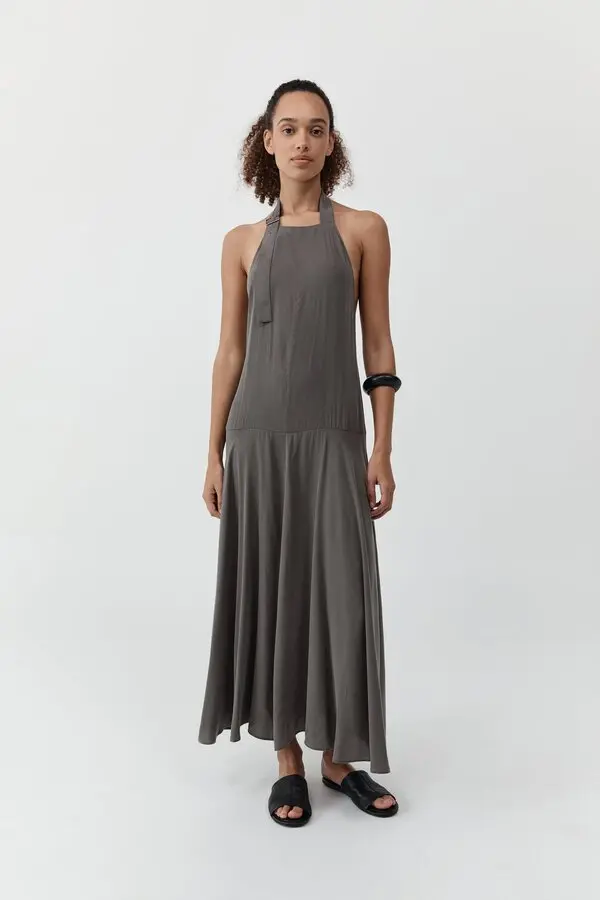 ST. AGNI Apron Maxi Dress - Moss