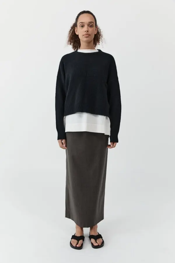 ST. AGNI Wool Everyday Maxi Skirt - Mulch