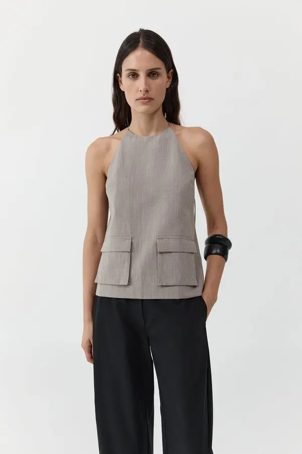 ST. AGNI Utility Backless Top - Pebble Melange