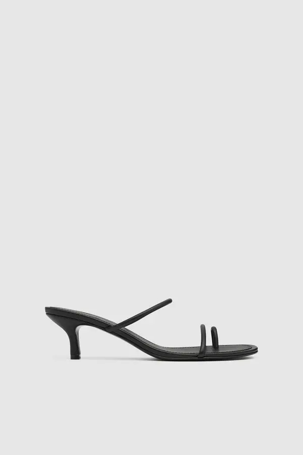 ST. AGNI Minimal Strap Kitten Heel - Black