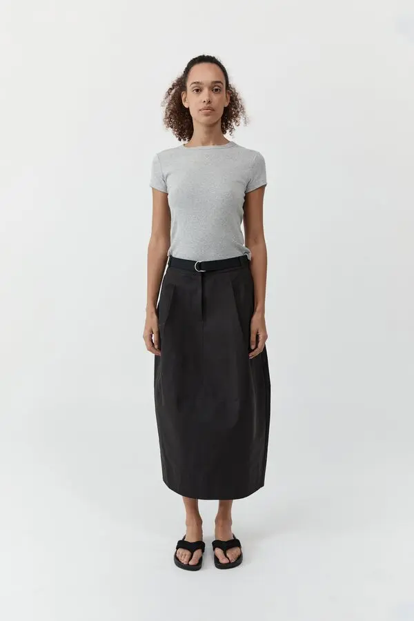 ST. AGNI Canvas Pleat Cocoon Skirt - Black
