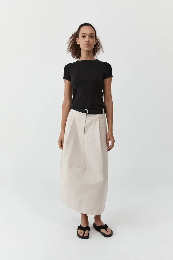ST. AGNI Canvas Pleat Cocoon Skirt - Shell