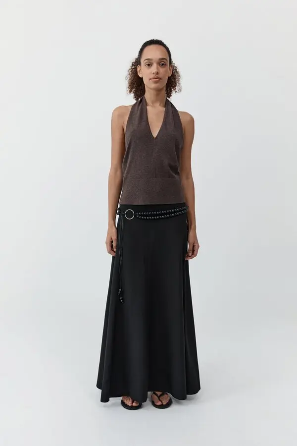 ST. AGNI Fluid Circle Hem Maxi Skirt - Black