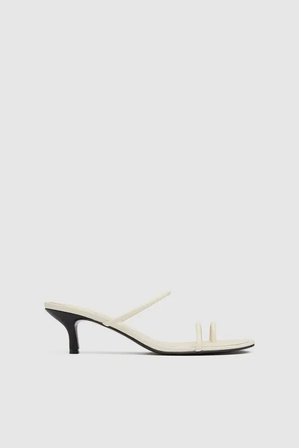 ST. AGNI Minimal Strap Kitten Heel - Ecru