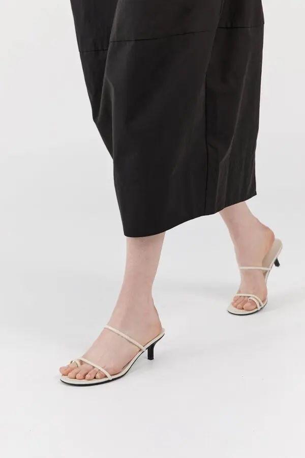 ST. AGNI Minimal Strap Kitten Heel Sandals - Ecru