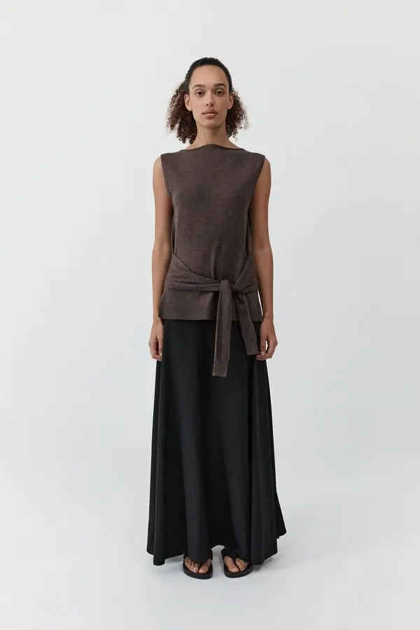 ST. AGNI Fine Merino Tie Waist Top
