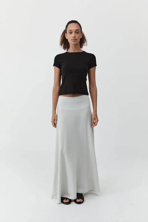 ST. AGNI Fluid Circle Hem Maxi Skirt - Silver