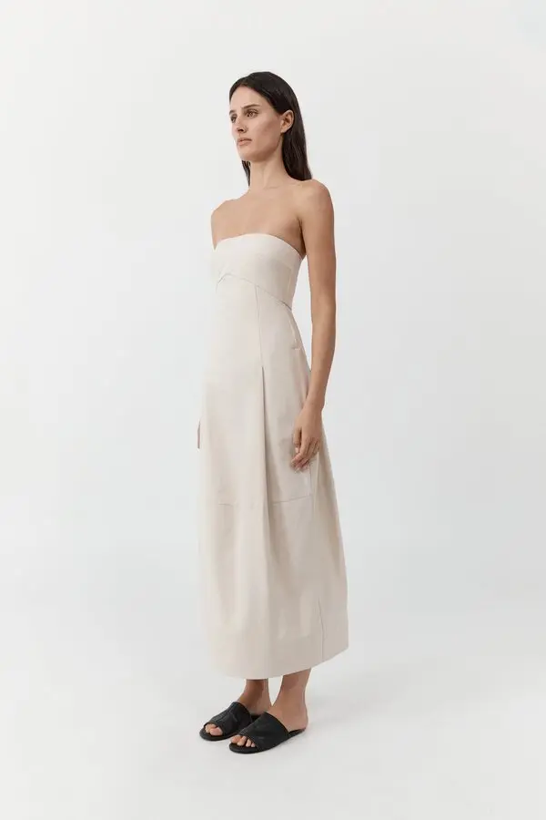 ST. AGNI Canvas Pleat Cocoon Dress