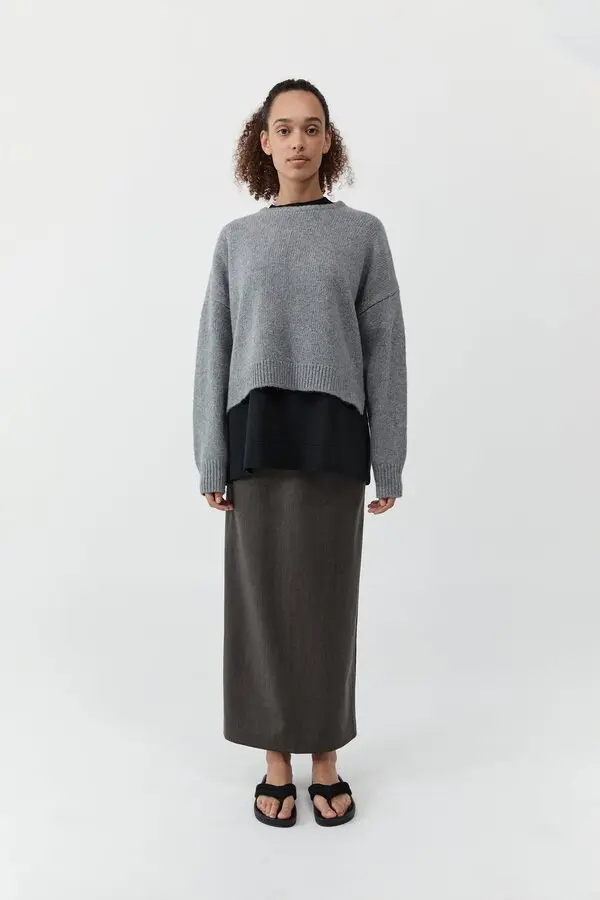ST. AGNI Cropped Sweater - Concrete