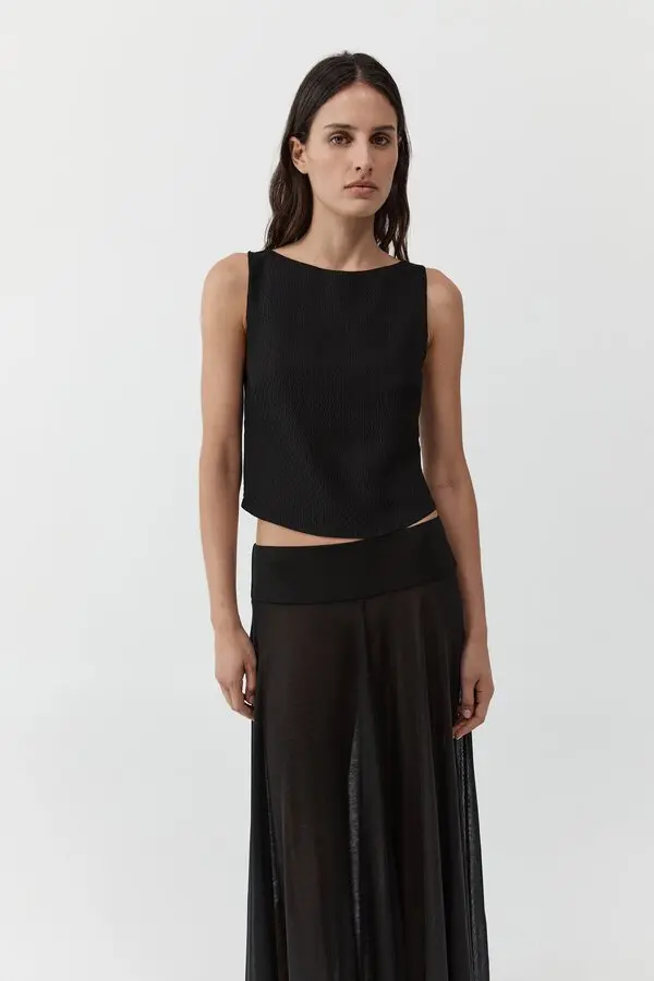 ST. AGNI Textured Weave Top - Black