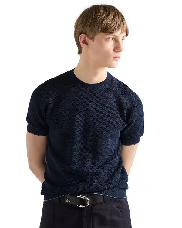 Prada Silk And Cotton Crew-neck Sweater - Blue