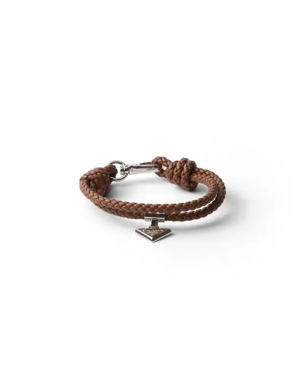 Prada Braided Nappa Leather Bracelet - Brown