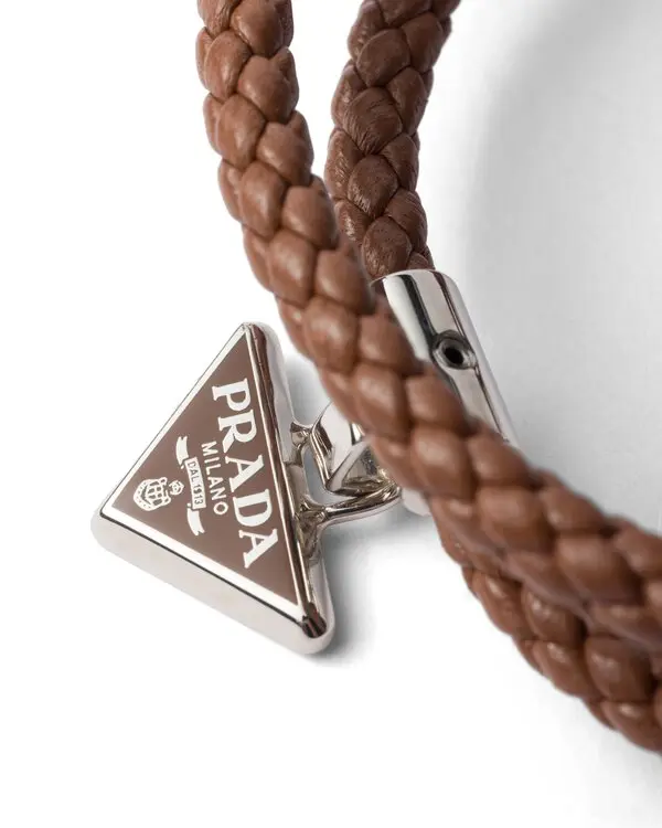 Prada Braided Nappa Leather Bracelet - Brown
