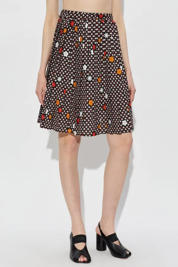 MAISON MARGIELA Floral Pleated Skirt - Black
