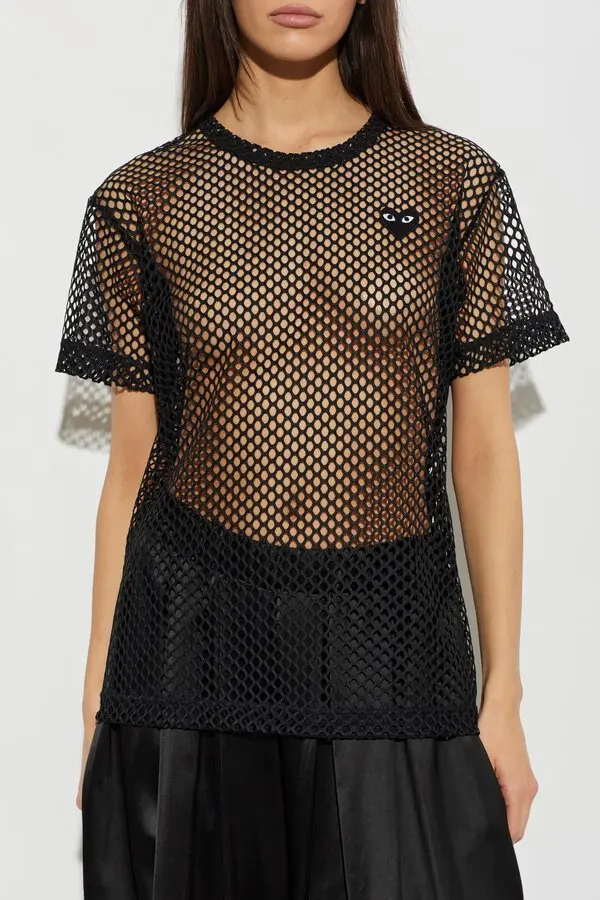 Play Comme Des Garcon Transparent T-shirt With Iconic Heart Patch