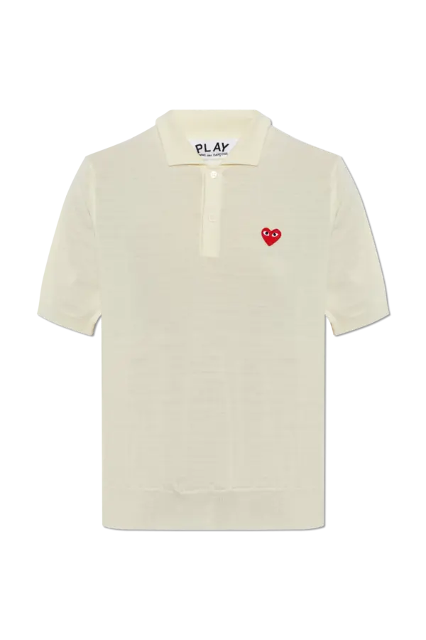 Play Comme Des Garcon Wool Polo With Patch - Cream