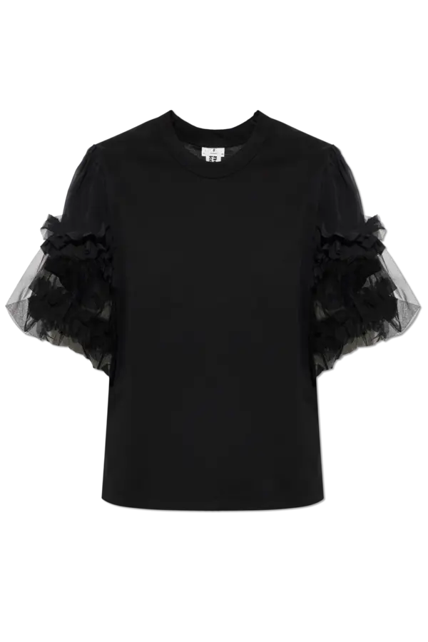 Comme Des Garçons T-shirt With Ruffle Sleeves - Black