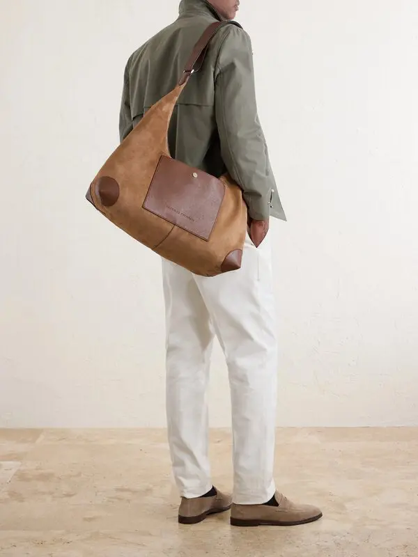 Brunello Cucinelli Leather-trimmed Suede Tote Bag
