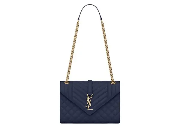 Saint Laurent Envelope Medium Mix Matelasse Bag - Marine