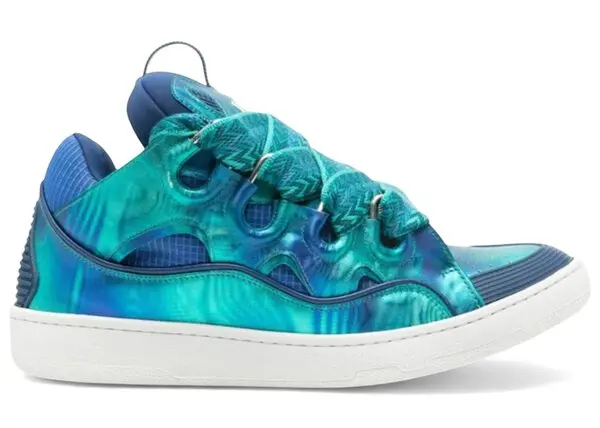 LANVIN Leather Curb Sneakers - Blue/green