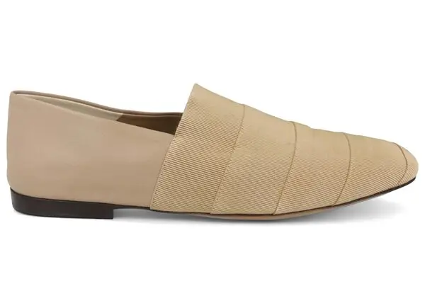 FERRAGAMO Panelled Grosgrain Loafers - Beige Khaki