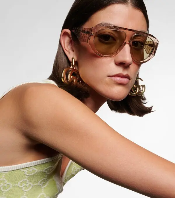 Gucci Gg Shield Monogrammed Sunglasses