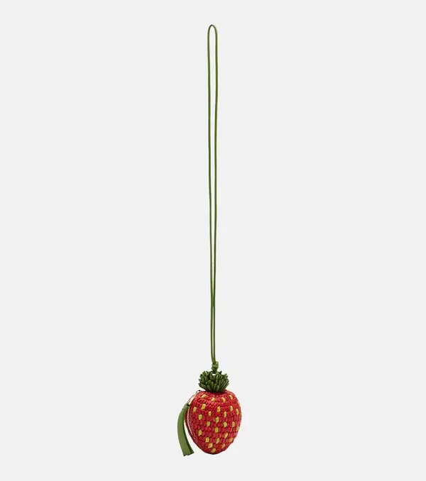 Loewe Strawberry Crochet Raffia Coin Purse With Strap