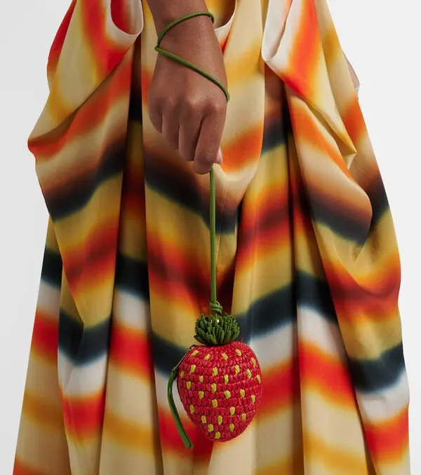 Loewe Strawberry Crochet Raffia Coin Purse With Strap