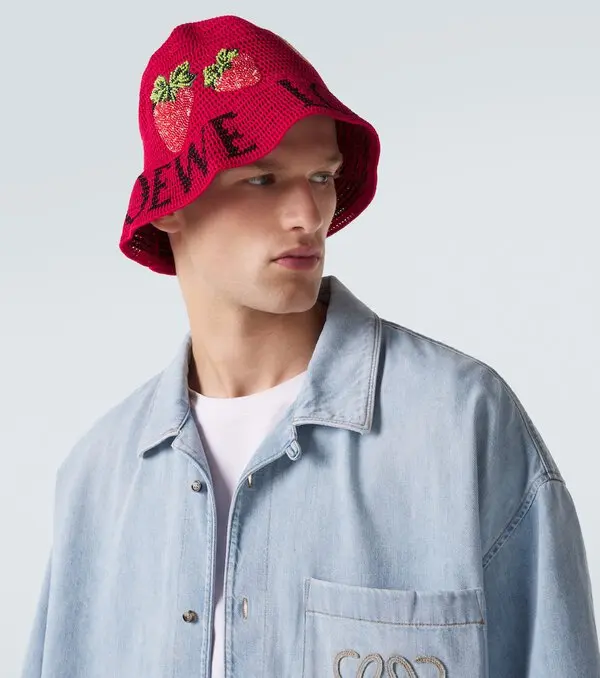 Loewe Strawberry Beaded Bucket Hat