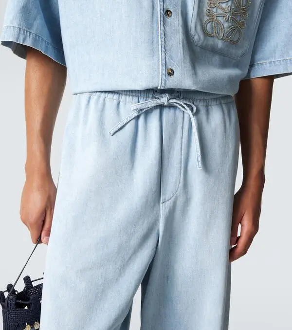 Loewe Cropped Wide-leg Denim Pants