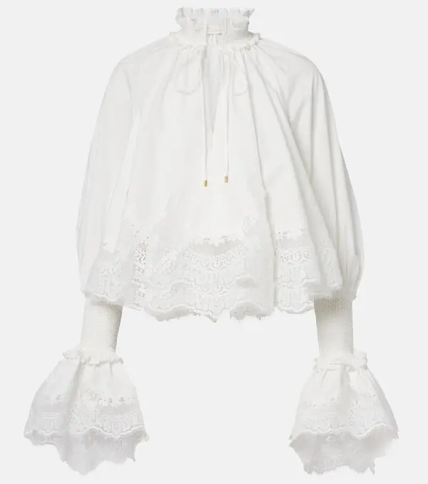 Zimmermann Alchemy Lace-trimmed Cotton Blouse