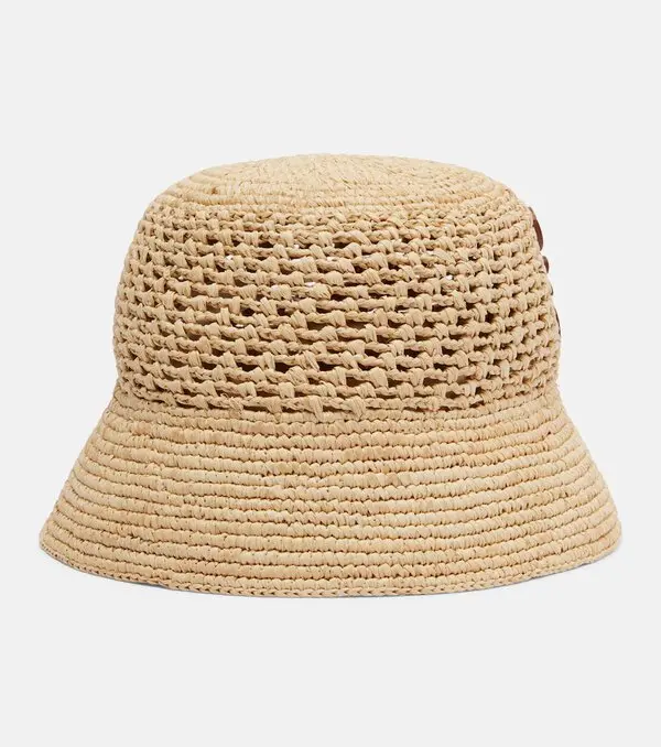 Loewe Anagram Raffia Bucket Hat