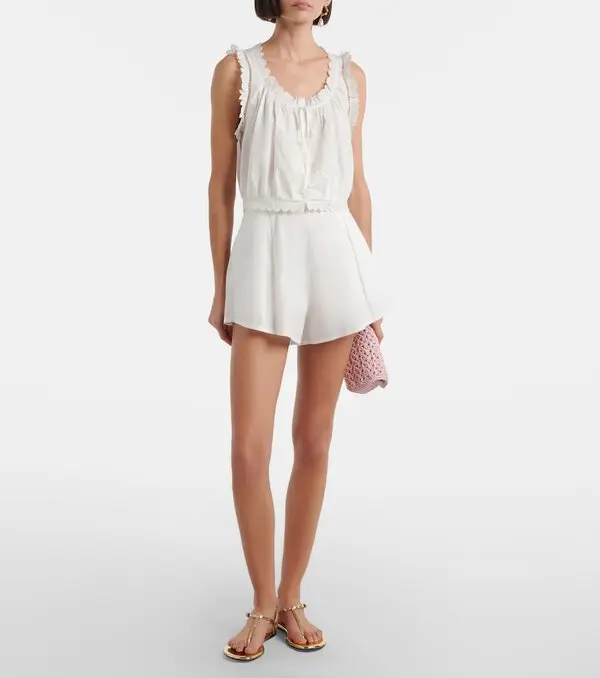 DÔEN Traveler Embroidered Cotton Top - White