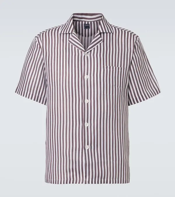 Fedeli Striped Linen Bowling Shirt