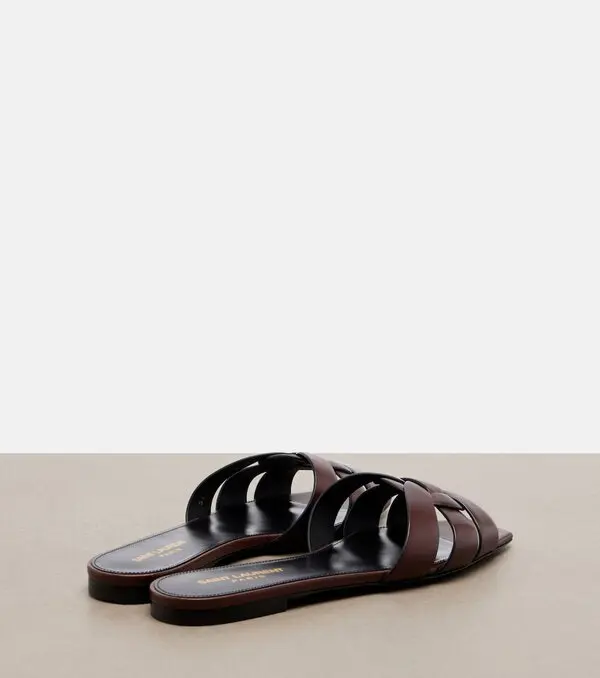 Saint Laurent Tribute Leather Sandals - Brown