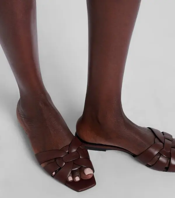 Saint Laurent Tribute Leather Sandals - Brown