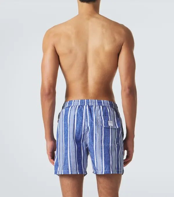 Fedeli Striped Swim Trunks - Blue